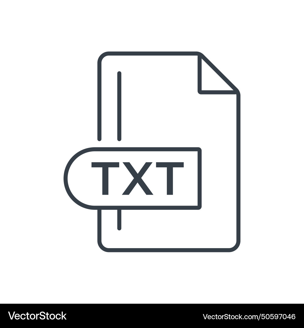 Txt file format icon extension line Royalty Free Vector