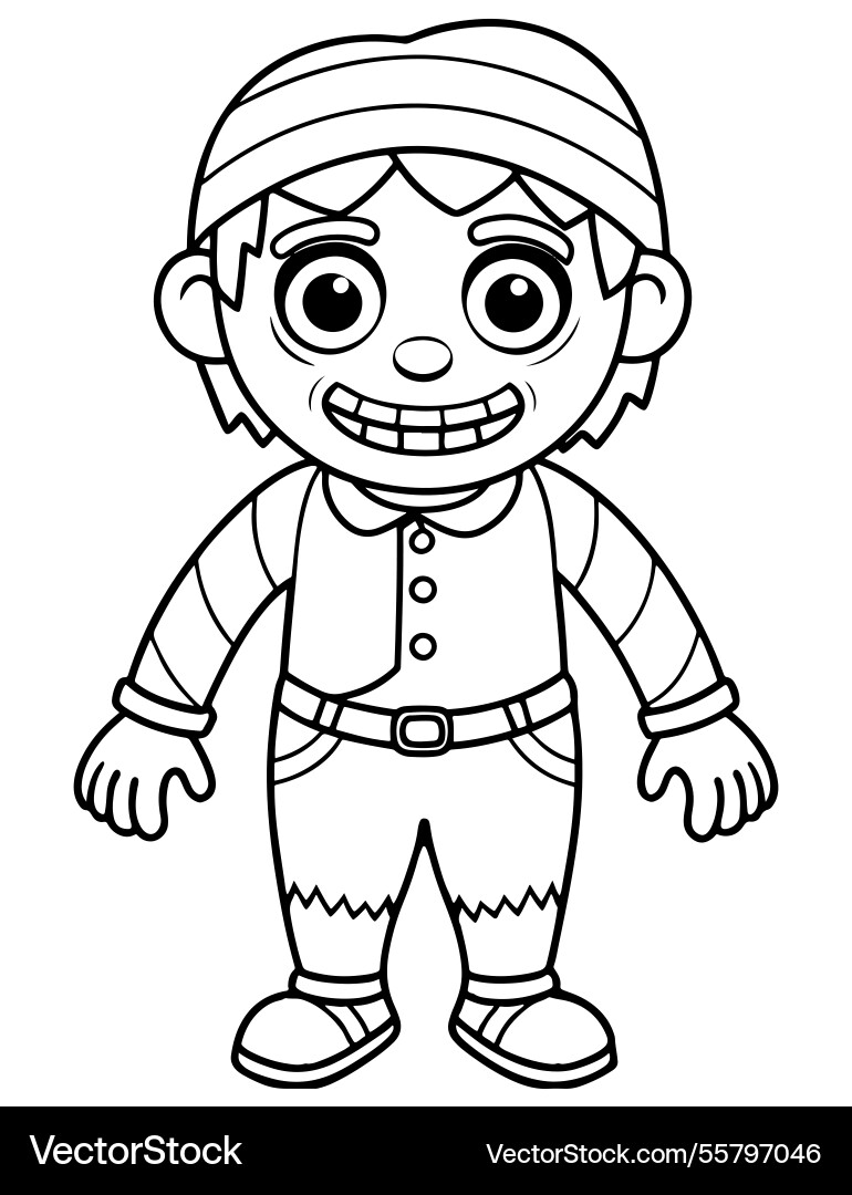 Zombie apocalypse coloring page for kids Vector Image