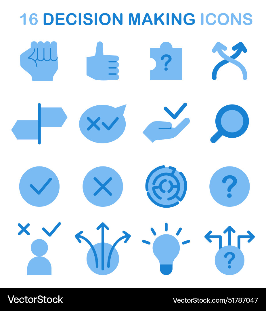 Decision-making icons set strategic thinking Vector Image