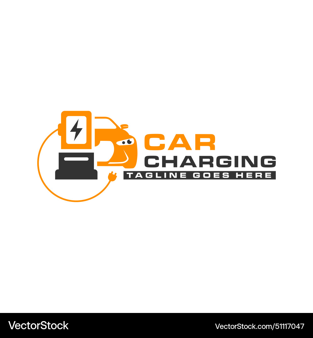 Electric car charging station logo Royalty Free Vector Image