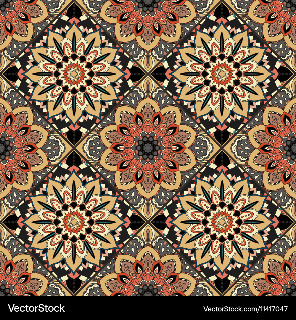 Flower pattern boho brown Royalty Free Vector Image