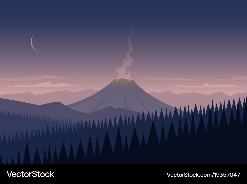 Landscape and volcano Royalty Free Vector Image