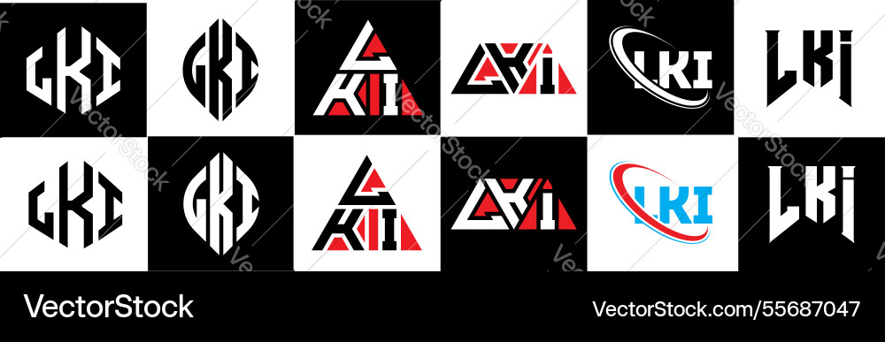 Lki letter logo design in six style polygon Vector Image