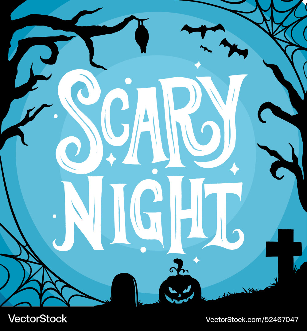 Scary night lettering Royalty Free Vector Image