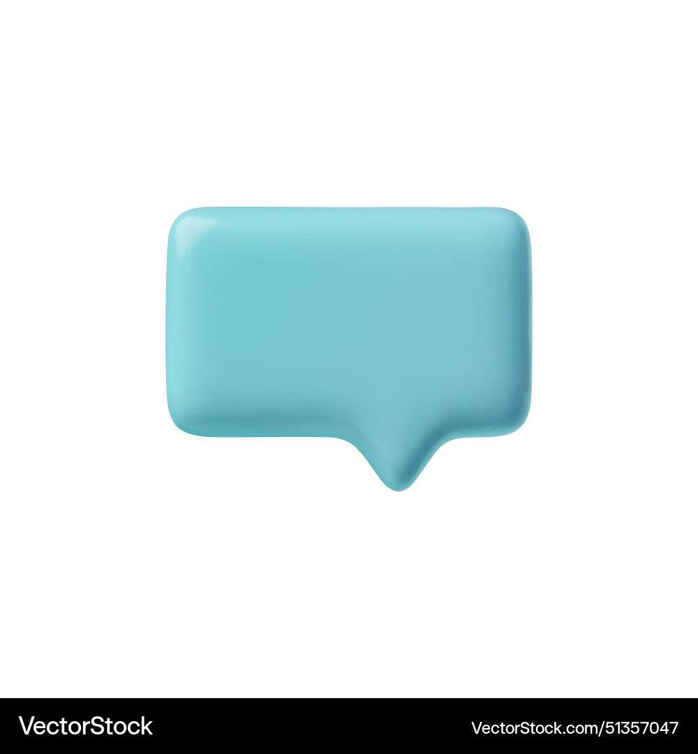 Turquoise 3d speech bubble icon Royalty Free Vector Image
