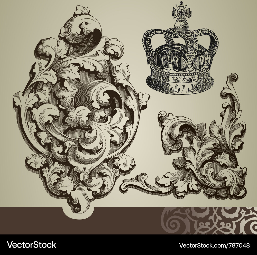 Baroque ornaments Royalty Free Vector Image - VectorStock