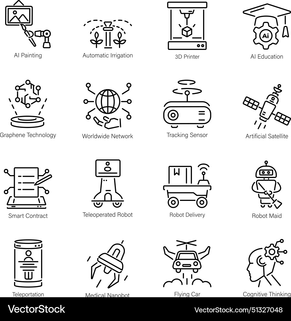 Collection of smart technology linear icons Vector Image