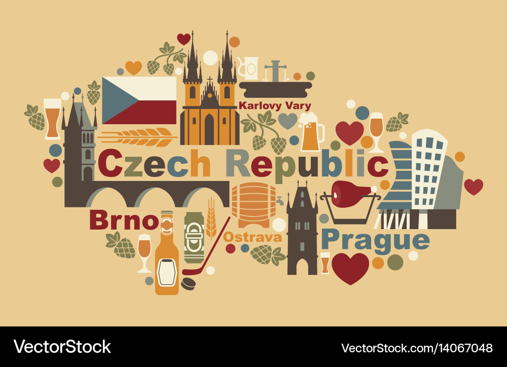 Czech Republic Map Symbols Royalty Free Vector Image