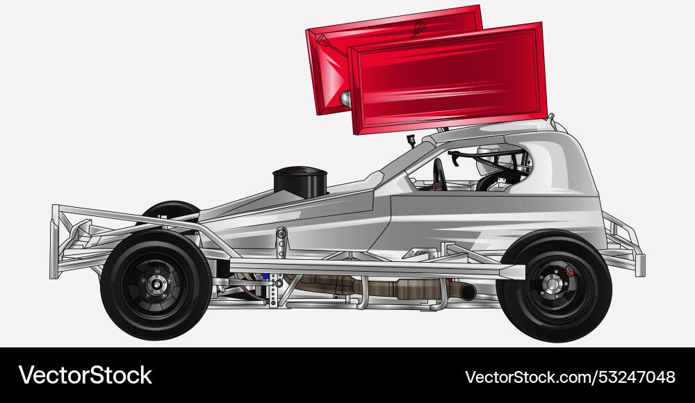 Grey drag racing car with red strip Royalty Free Vector