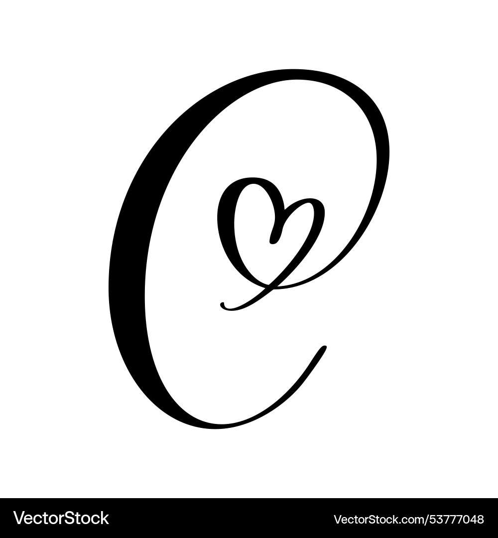 Hand drawn calligraphy love letter c Royalty Free Vector
