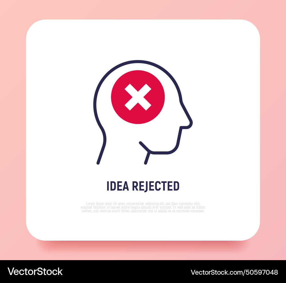 Idea rejected man with cross mark in head thin Vector Image