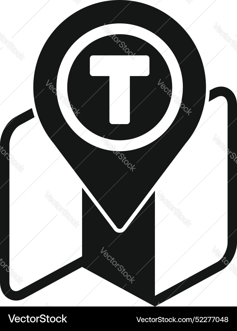 Map pin pointing public transport stop icon Vector Image