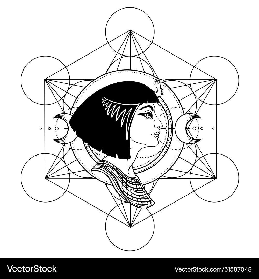 Sacred geometry with egypt symbol wings and all Vector Image