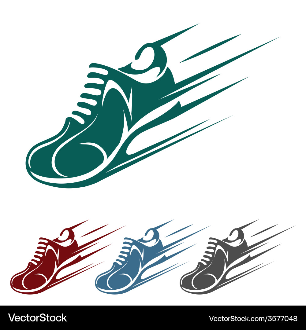 Speeding running shoe icons Royalty Free Vector Image