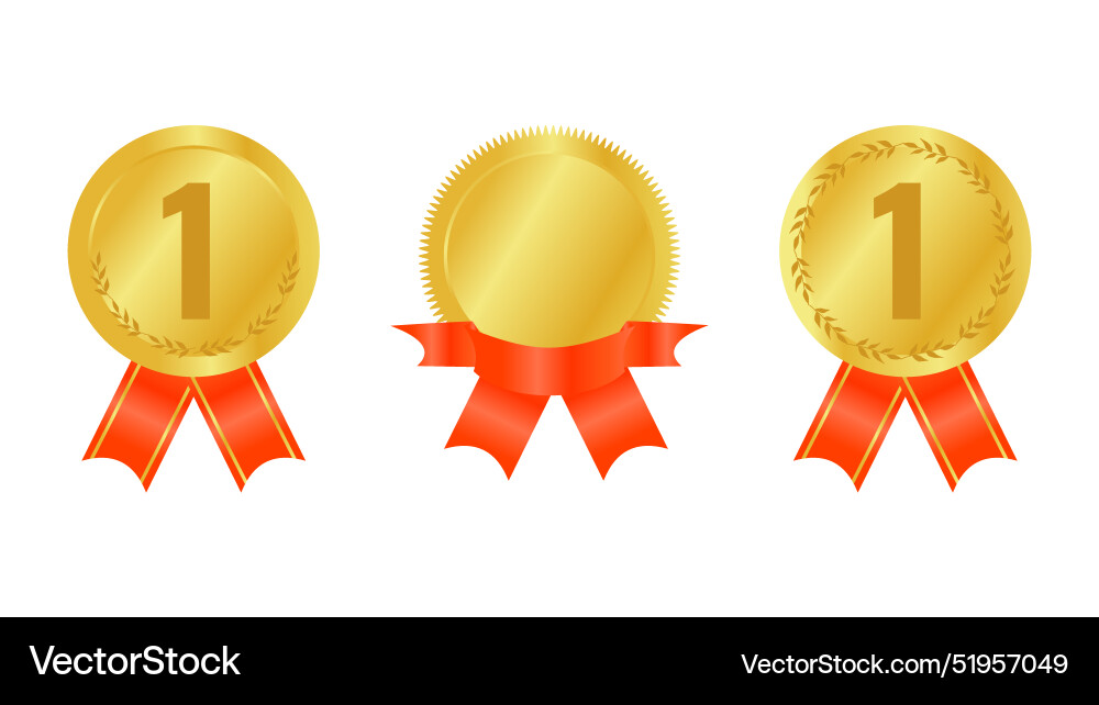 Award medal ribbon crown rank design elements Vector Image