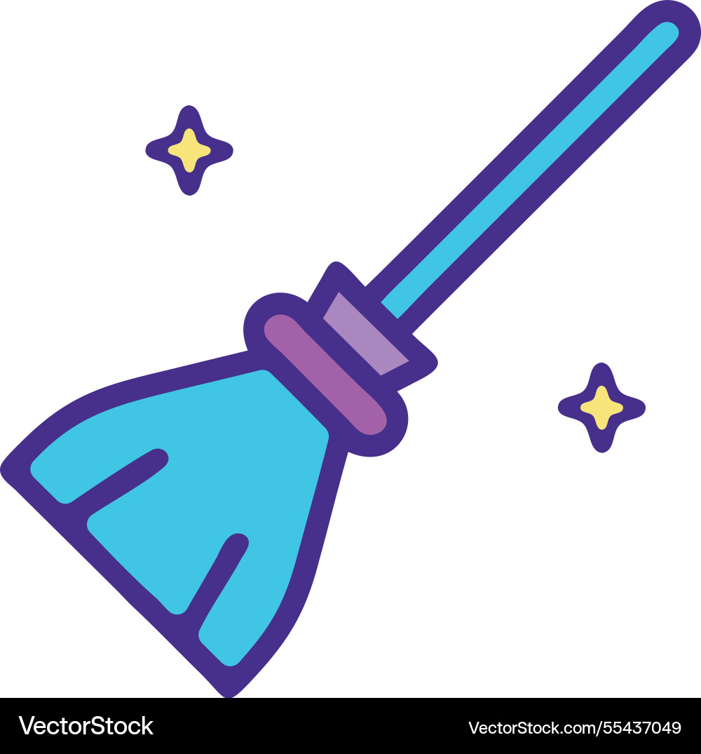 Flying magic broom with sparkling details Vector Image