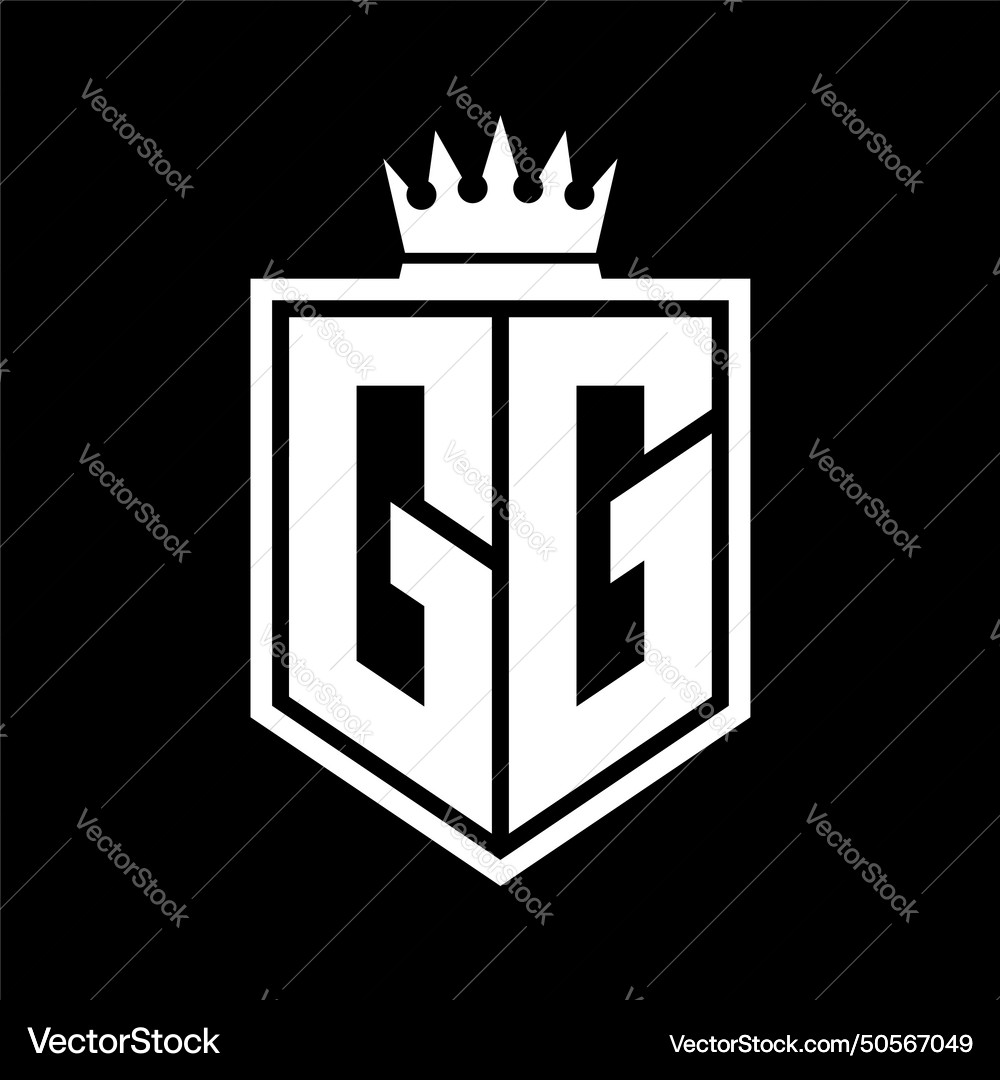 Gg logo monogram bold shield geometric shape Vector Image