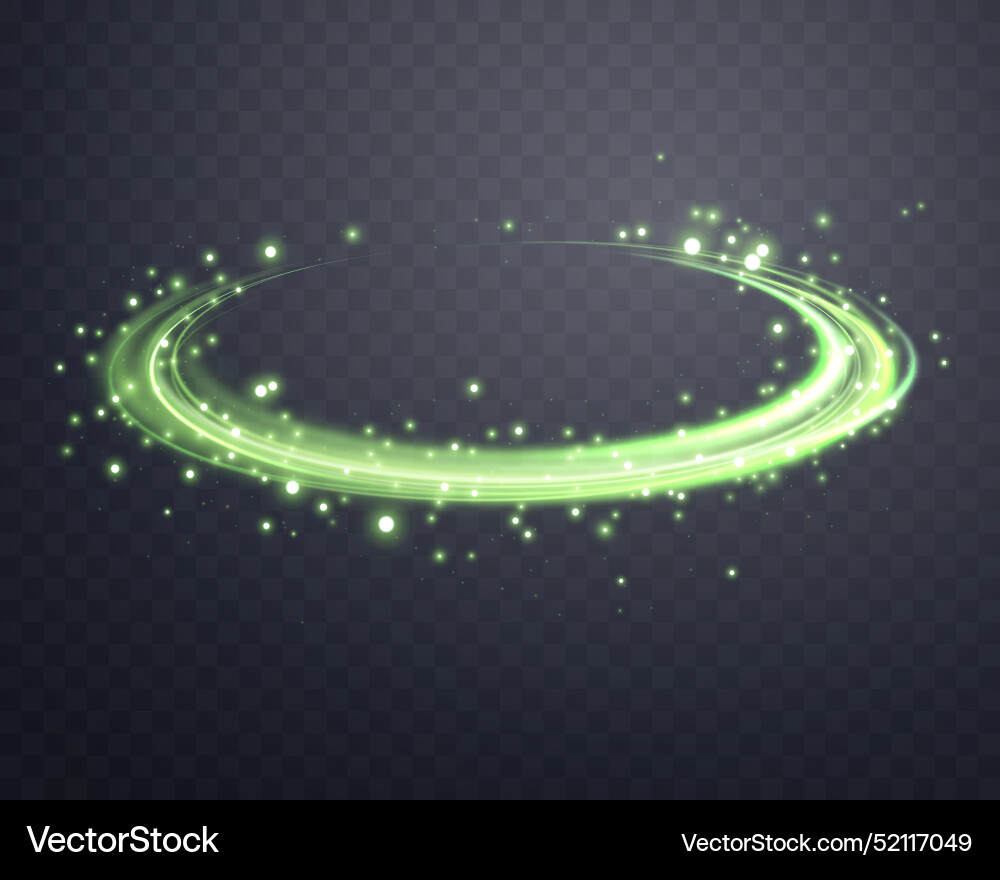 Glowing green magic rings dynamic orbital flare Vector Image