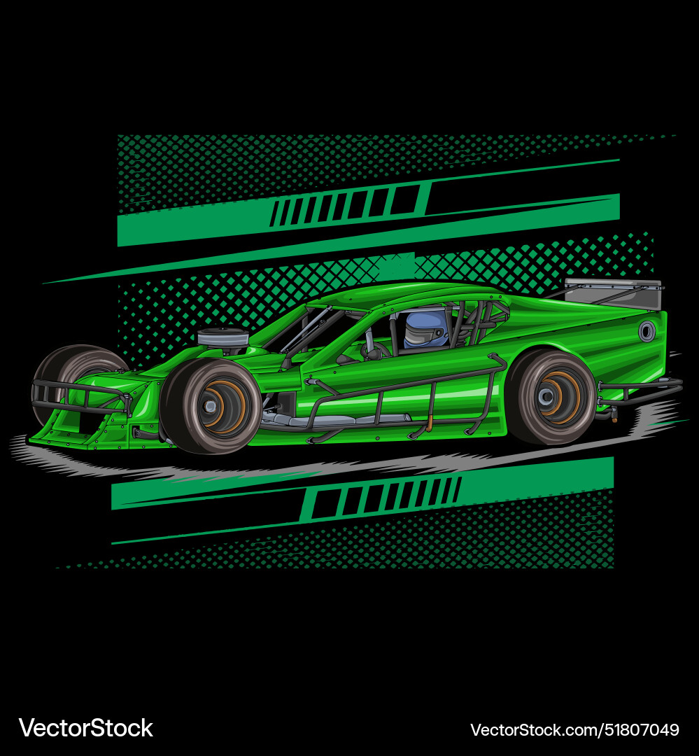 Green drag racing car with black strip Royalty Free Vector