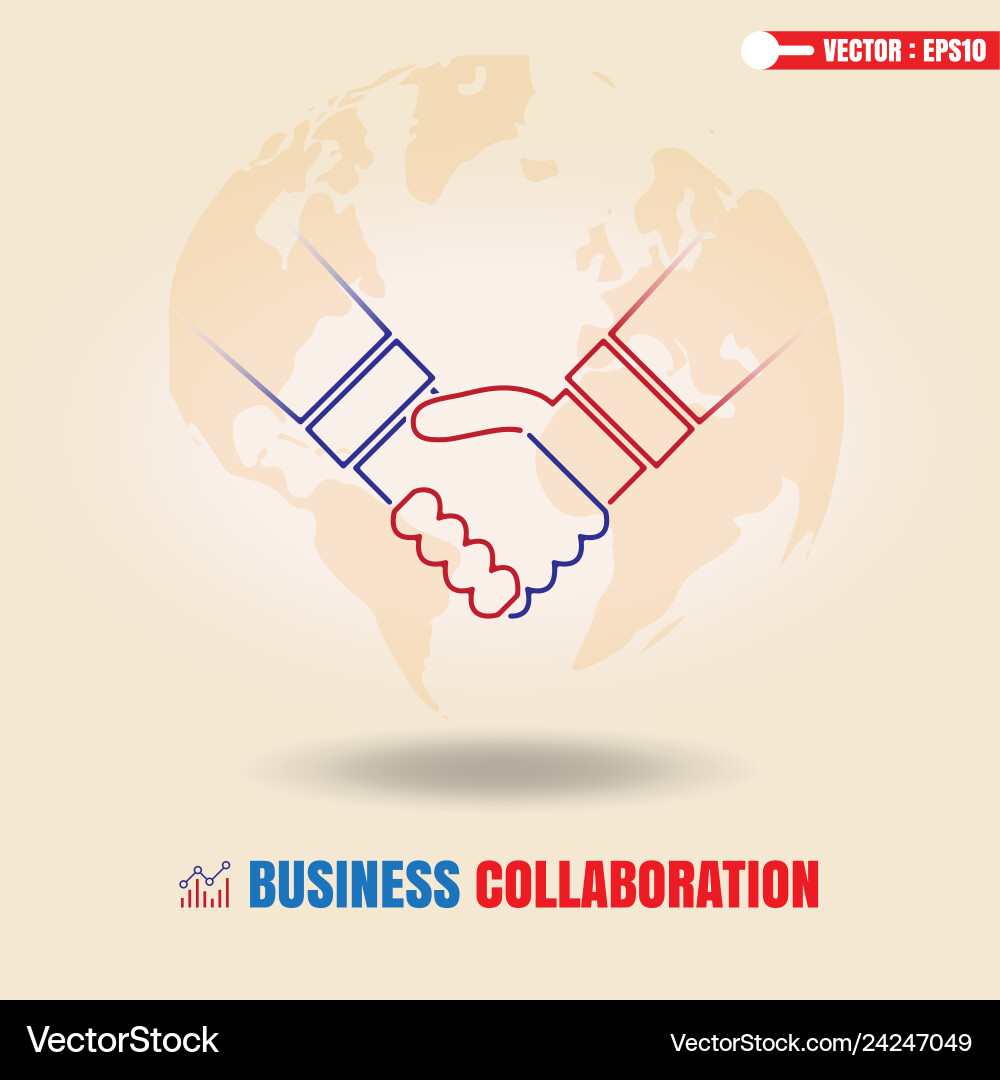 Handshake on world map background Royalty Free Vector Image