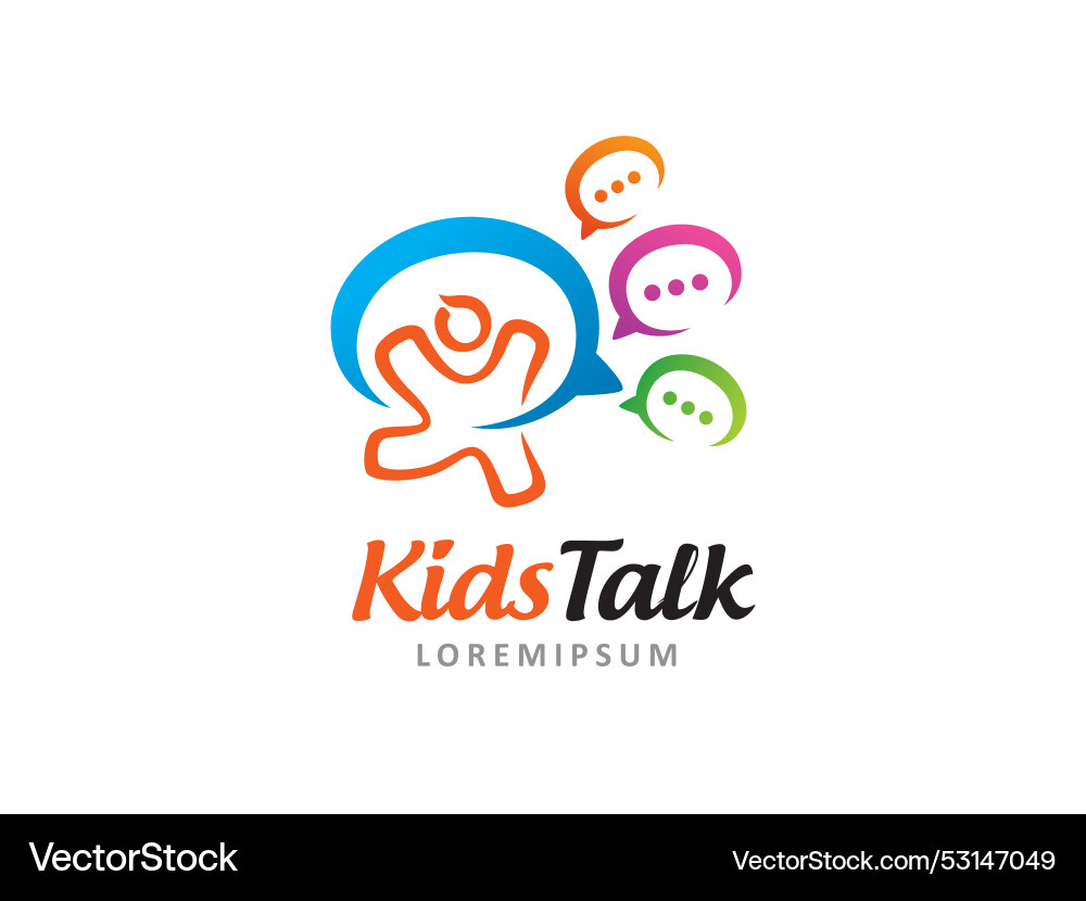 Kids talk logo symbol or icon template Royalty Free Vector