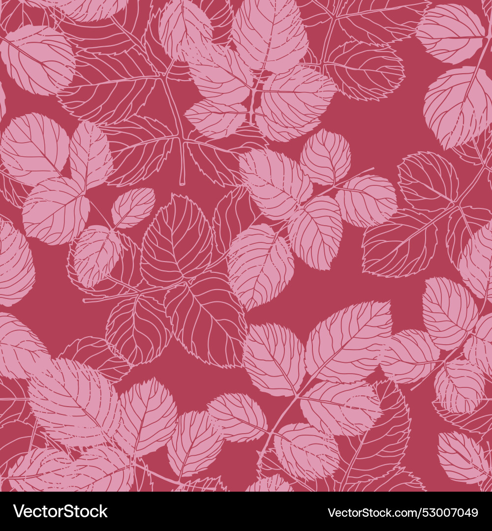 Pink leaves pattern red background Royalty Free Vector Image