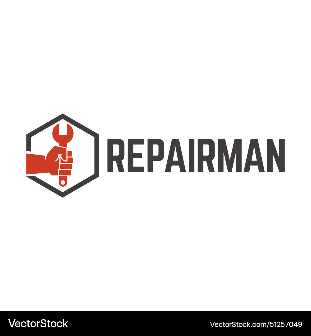 Repairman flat minimalist modern logo Royalty Free Vector