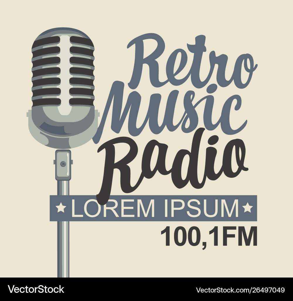 Retro Music Radio Banner Royalty Free Vector Image