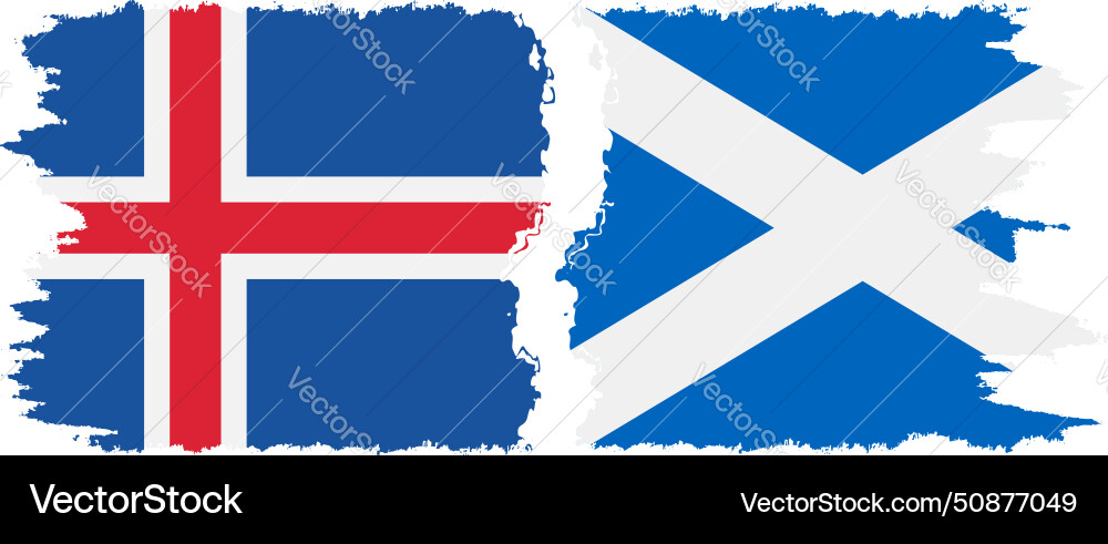 Scotland and iceland grunge flags connection Vector Image