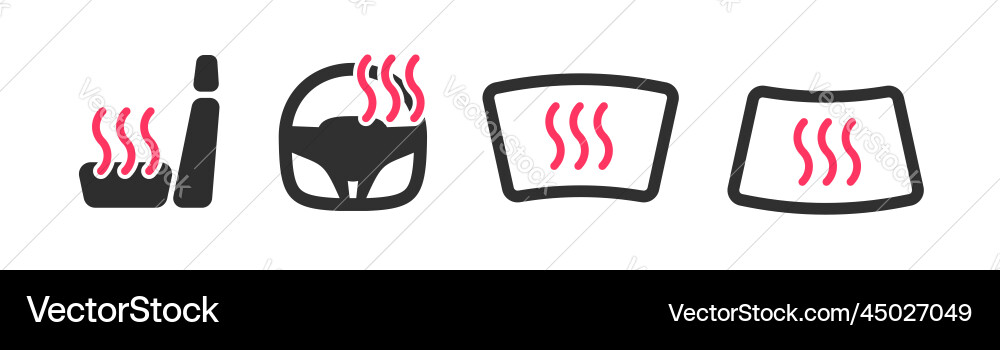 Seat wheel heated icons for car dashboard Vector Image