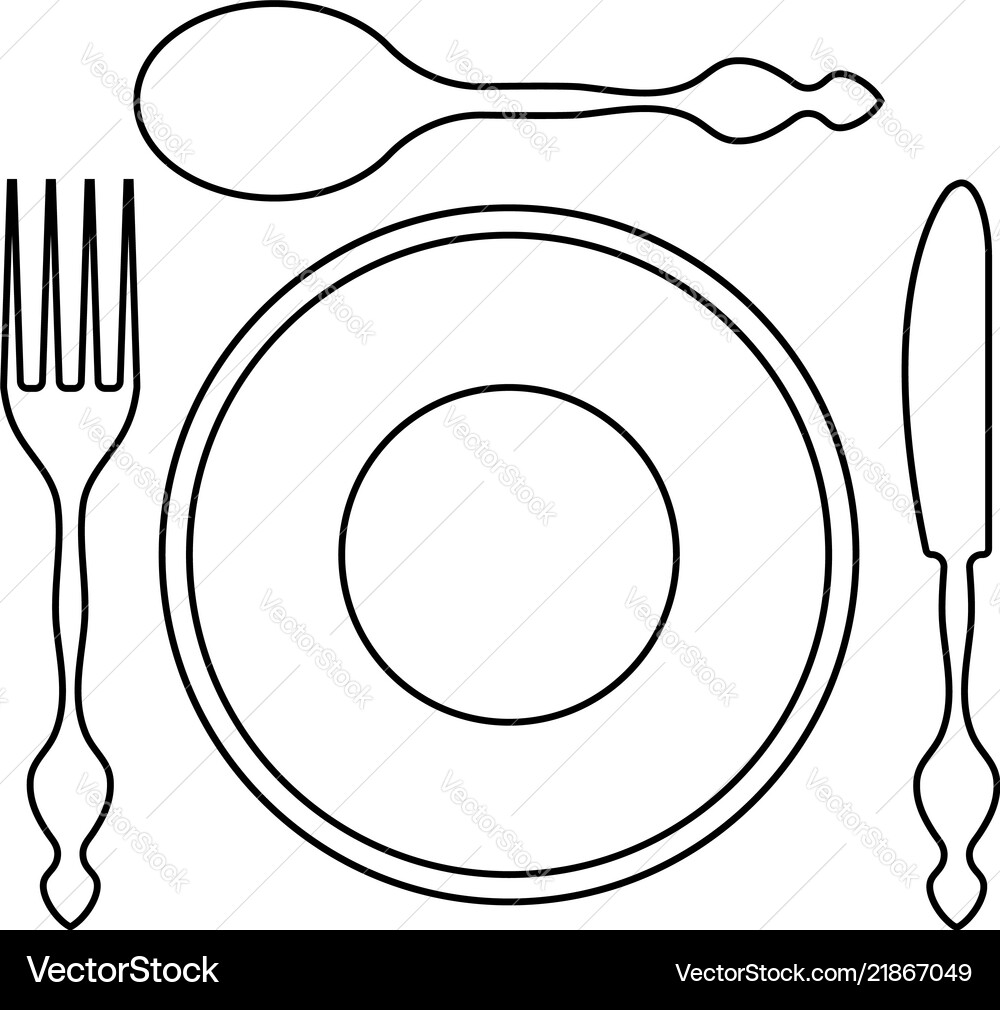 Silverware and plate icon Royalty Free Vector Image
