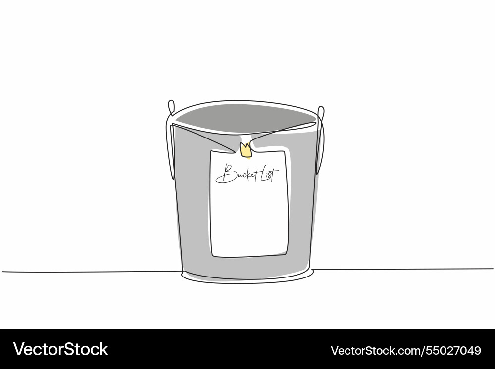 Single continuous line drawing bucket with paper Vector Image
