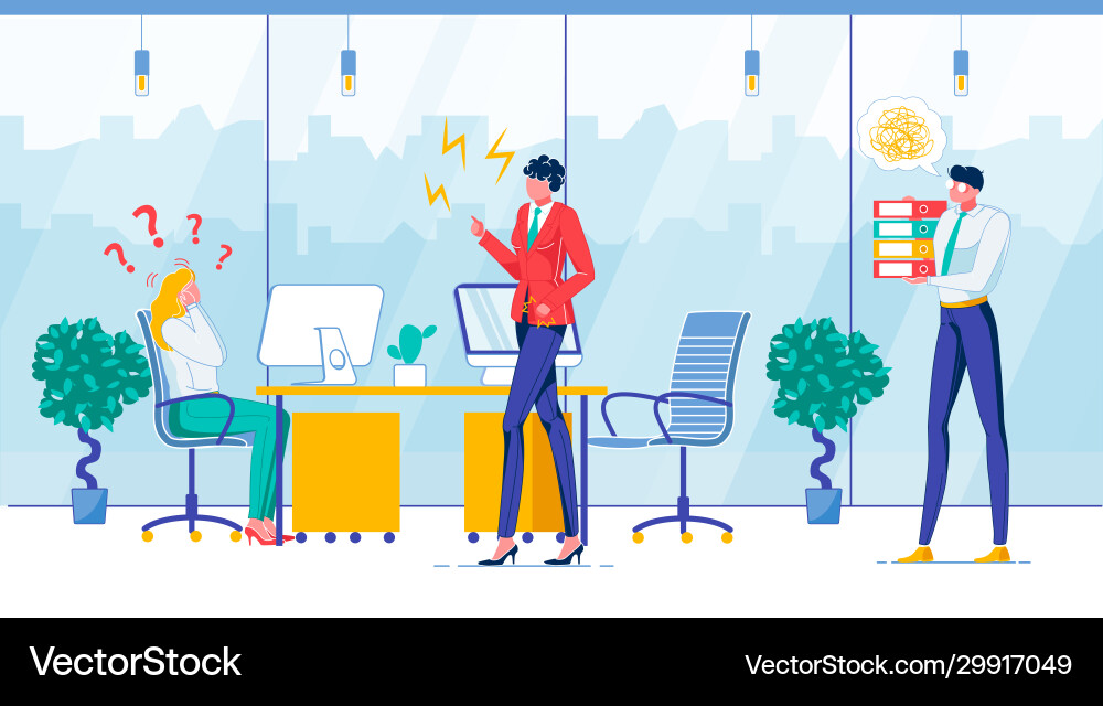 Work error boss reaction flat Royalty Free Vector Image