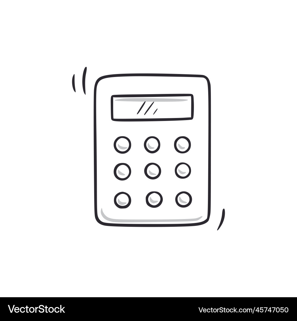 Calculator doodle hand drawn sketch Royalty Free Vector