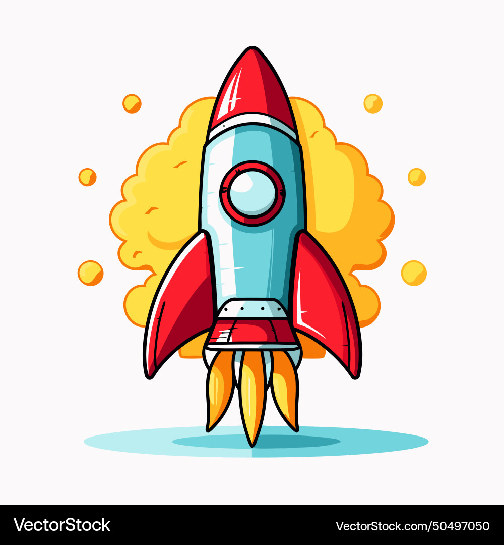 Cartoon rocket icon on white background Royalty Free Vector