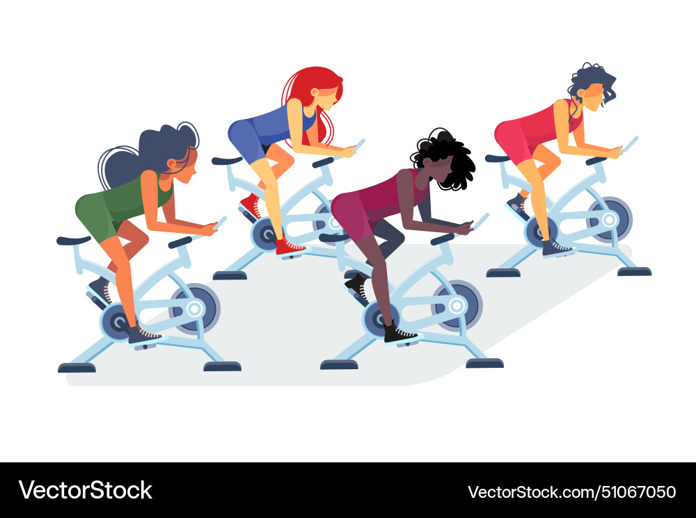 Dynamic cycling class scene Royalty Free Vector Image