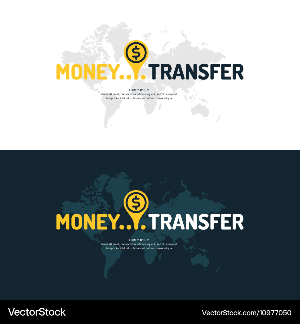 Moderne Geldtransfer Poster und Logopointer Vektorbild