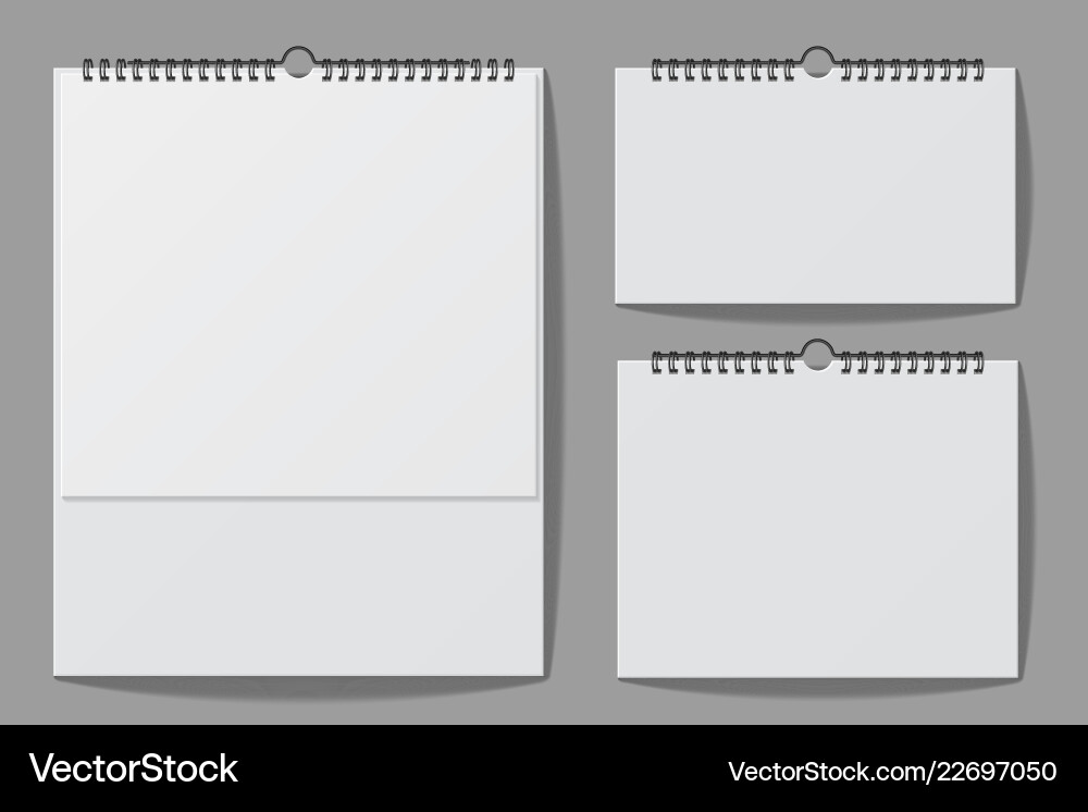 Wall calendar mockup blank white desktop office Vector Image
