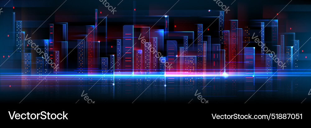 Abstract tech city on black background Royalty Free Vector