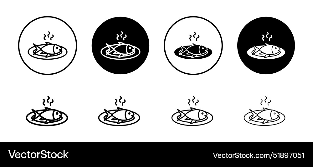Cooked fish icon prepared seafood and culinary Vector Image