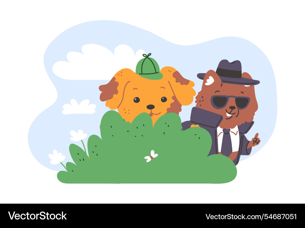 Detective animals watching Royalty Free Vector Image