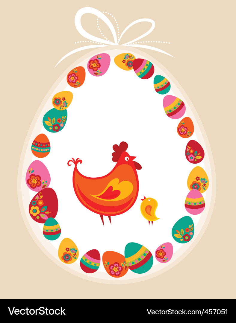 Easter Hen Frame with Eggs Royalty Free Vector Image