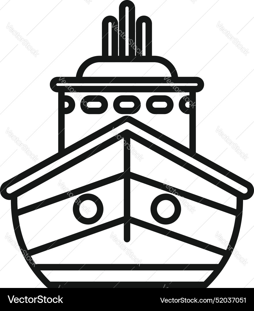 Front view of a big cargo ship sailing Royalty Free Vector