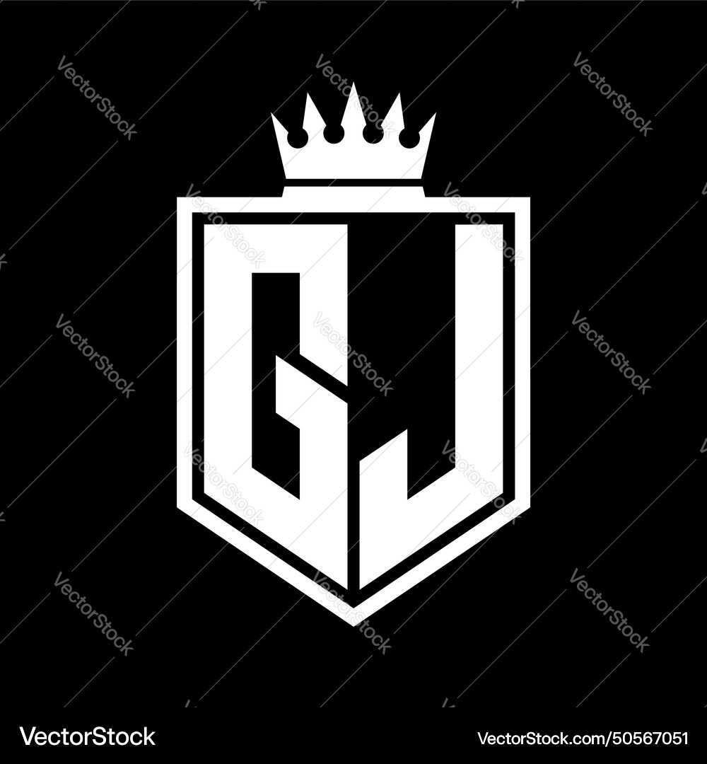 Gj logo monogram bold shield geometric shape Vector Image
