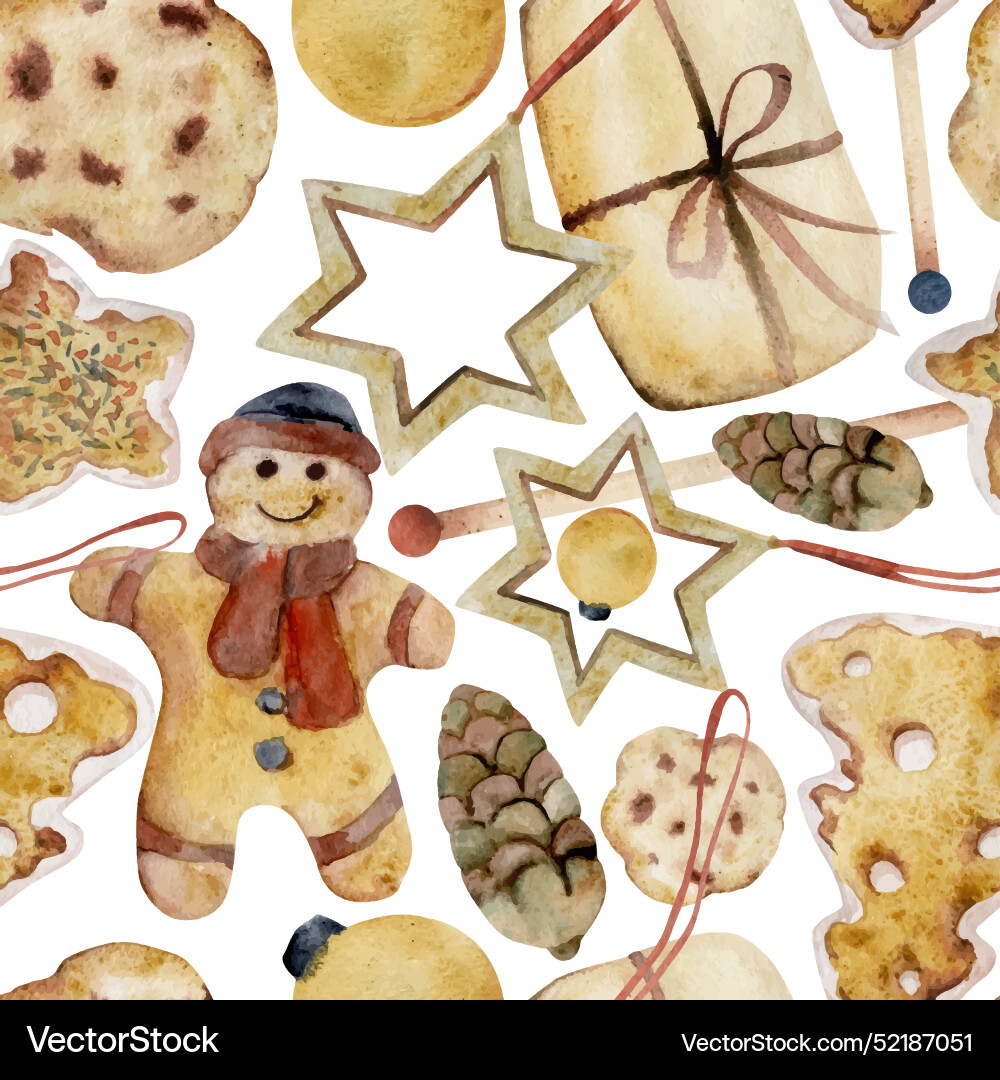 Hand drawn watercolor homemade shortbread Vector Image