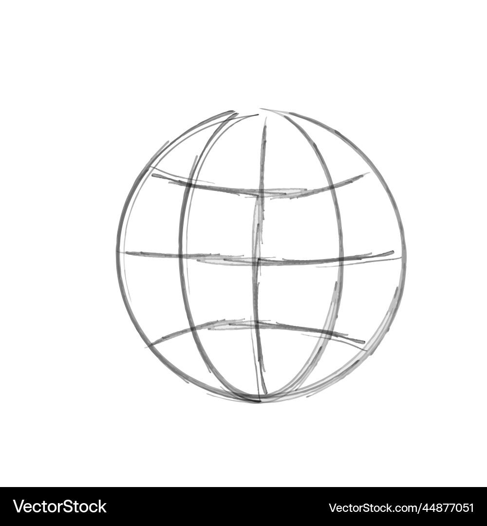 Hand drawn wireframe earth grid icon globe sphere Vector Image