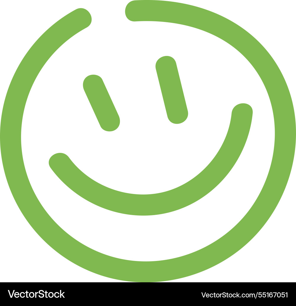 Happy smiling emoticon face doodle Royalty Free Vector Image