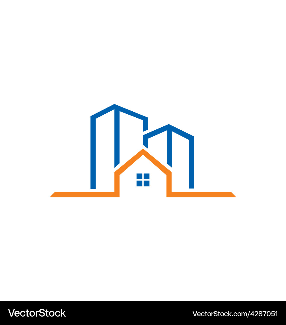 Home building line logo Royalty Free Vector Image