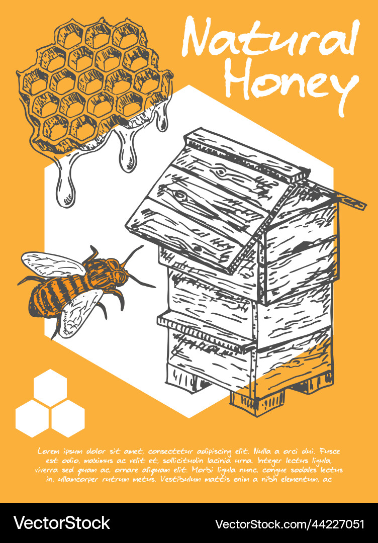 Honey bee label banner design Royalty Free Vector Image