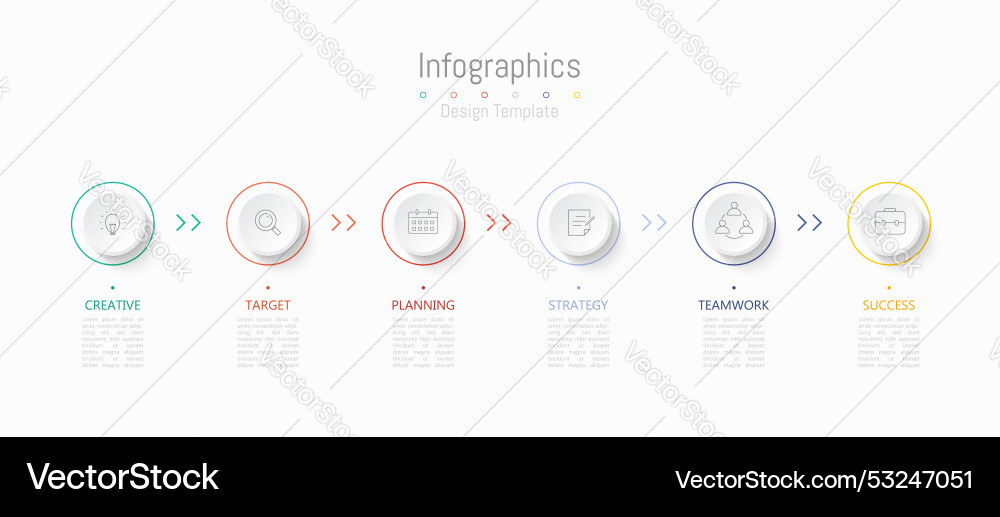 Infographic 6 options design elements Royalty Free Vector